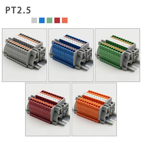 Din Rail Mounted Terminal Blocks Modular Set Screwless Spring Crimping Pt 2 5 Mm² Plug In Connectors