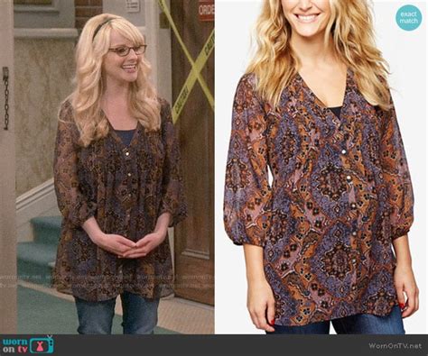 Wornontv Bernadettes Brown Paisley Tunic On The Big Bang Theory