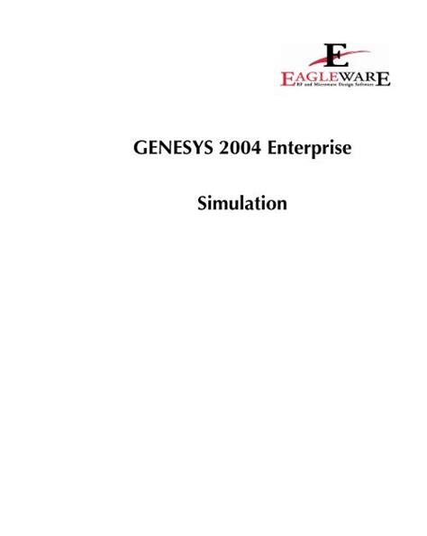 Genesys 2004 Enterprise Simulation Agilent Technologies