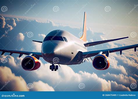 Passenger Plane In The Sky 3d Illustration Stock Illustration