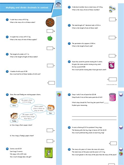 Multiply And Divide Decimals In Context © White Rose Maths 2022 Pdf Mathematics
