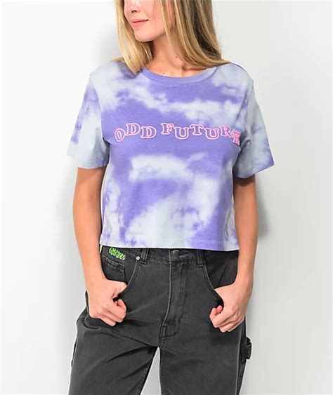 Odd Future Outline Purple Cloud Wash Crop T Shirt Zumiez