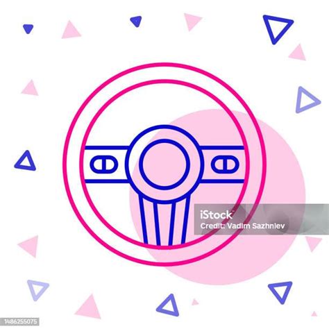 흰색 배경에 격리 된 라인 스티어링 휠 아이콘 자동차 휠 아이콘 다채로운 개요 개념 벡터 개념에 대한 스톡 벡터 아트 및 기타 이미지 Istock