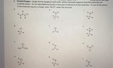 solved 2 formal charges assign formal charges to each