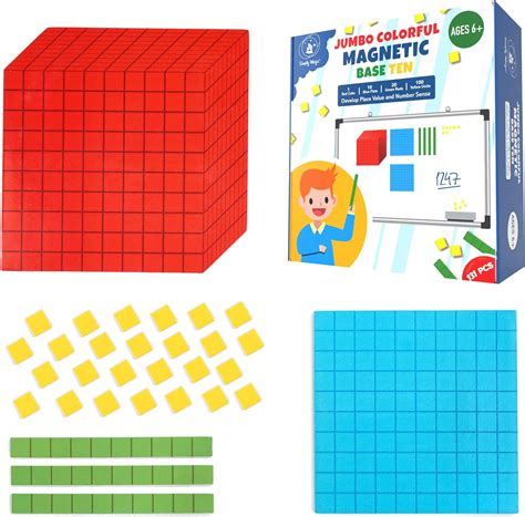 131 Pcs Jumbo Magnetic Base Ten Blocks For Math Place Value Blocks