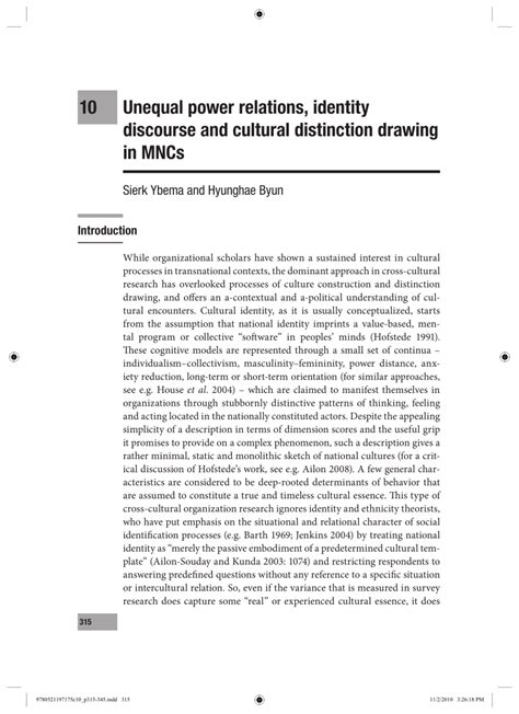 Pdf Unequal Power Relations Identity Discourse And Cultural