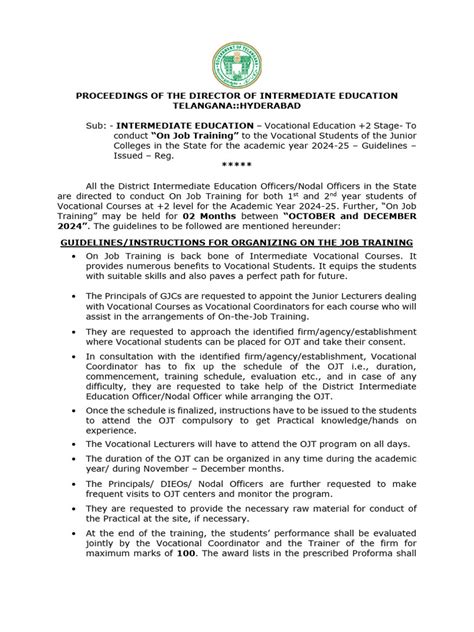 Ojt Guidelines 2024 Pdf