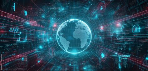 A Holographic Globe Surrounded By Layers Of Digital Shields Each Layer Repelling A Different