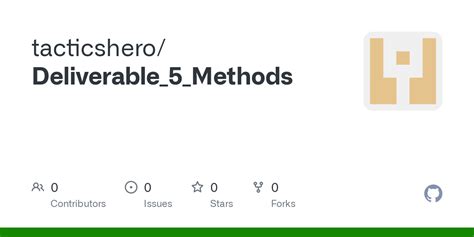 Github Tacticshero Deliverable 5 Methods