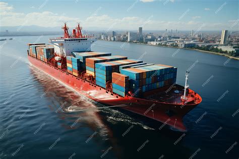 aerial view of a large loaded container cargo ship ai generated