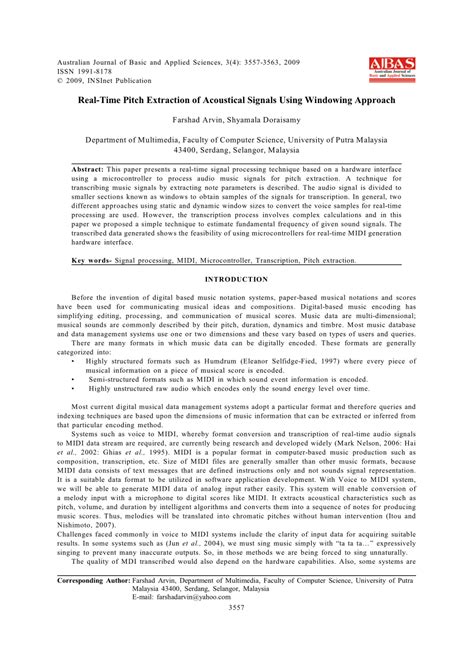 Pdf Real Time Pitch Extraction Of Acoustical Signals Using Windowing