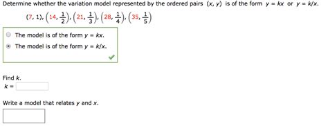 solved determine whether the variation model represented by