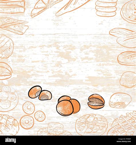 Bakery Icons On Vintage Background Vector Food Illustration Stock Vector Image And Art Alamy