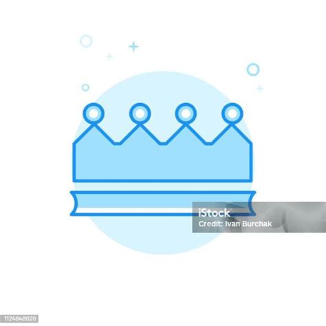 로얄 크라운 평면 벡터 아이콘 기호 그림 서명 라이트 블루 단색 디자인입니다 편집 가능한 스트로크 개성 개념에 대한 스톡 벡터