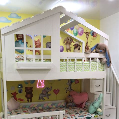 Двухьярусная кровать домик Таллин 2 с ЛК на заказ в интернет магазине Ярмарка Мастеров по цене