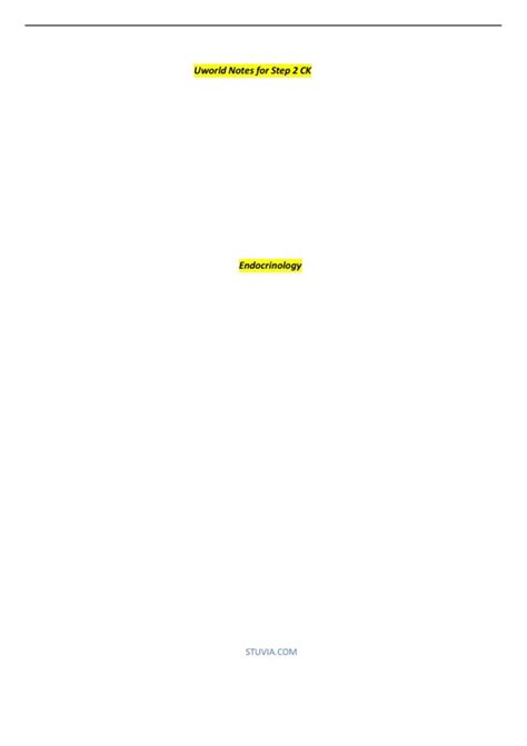 Uworld Summary Notes For Step 2 Ck Endocrinology Uworld Stuvia Us