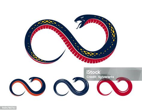 뱀은 자신의 이야기를 먹고 무한한 상징의 모양에 Uroboros 뱀 삶과 죽음의 끝없는 주기 우로 보로스 고대 기호 벡터