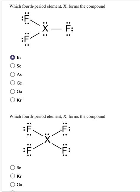 solved which fourth period element x forms the compound