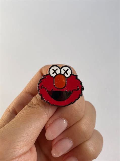 Kaws X Sesame Street Elmo Enamel Pin Etsy