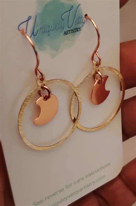 Mixed Metal Framed Cresent Moons Brass And Copper Uniquely Vetty