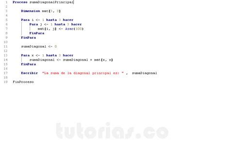 Arreglos Pseint Suma Datos Diagonal Principal