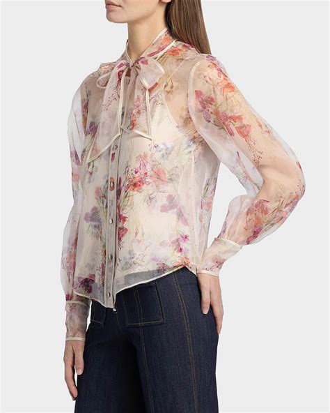 Cinq A Sept Farouz Iris Bouquet Silk Organza Top Neiman Marcus