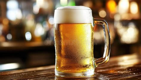 Detailed Image Of A Beer Jug Sitting On A Bar Counter And Ready For