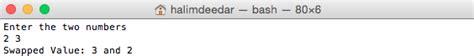Halim Deedar Shell Script For Swapping Two Numbers