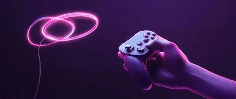 Playing A Handheld Joystick Video Game Of Esports Scifi Gaming