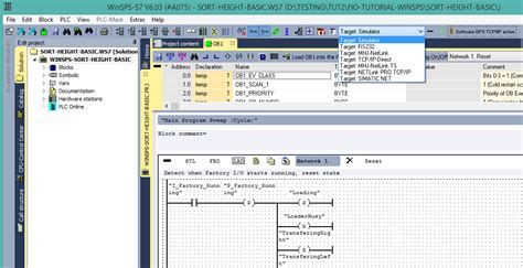 Sorting By Height With Winsps S7 Factory Io