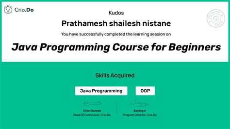 Javaprogramming Learningjourney Criodo Softwaredevelopment Prathamesh Nistane