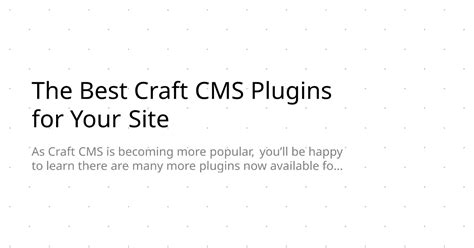 The Best Craft Cms Plugins For Your Site