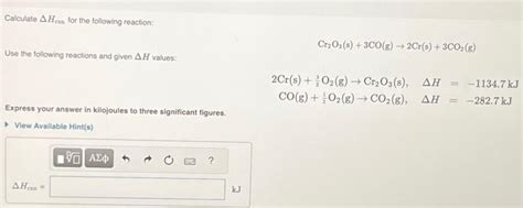 solved calculate ahan for the following reaction use the