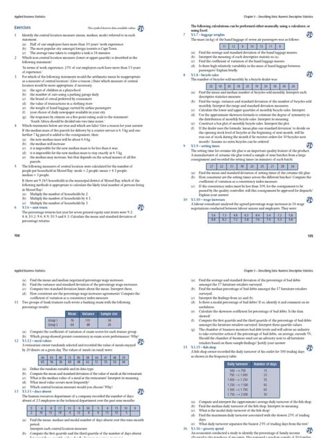 Chapter 3 Exercises Pdf Mean Standard Deviation