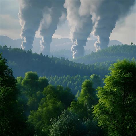Three Massive Smoke Plumes Rise Above A Lush Green Forest Landscape