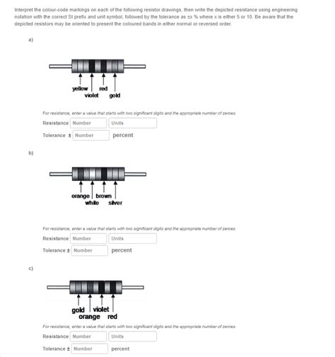Solved Interpret The Colour Code Markings On Each Of The