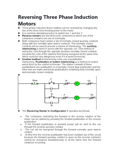 Reversing A Three Phase Induction Motor Pdf Electric Motor Switch
