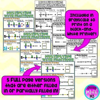 Multiplying Fractions And Mixed Numbers Anchor Chart Poster And Guided Notes