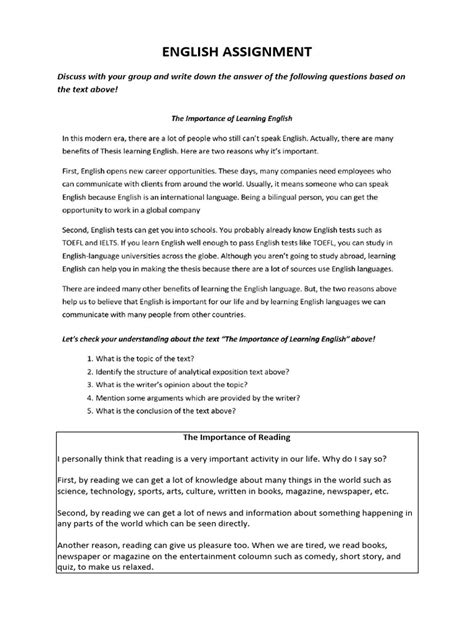 English Assignment Analytical Exposition Pdf Knowledge