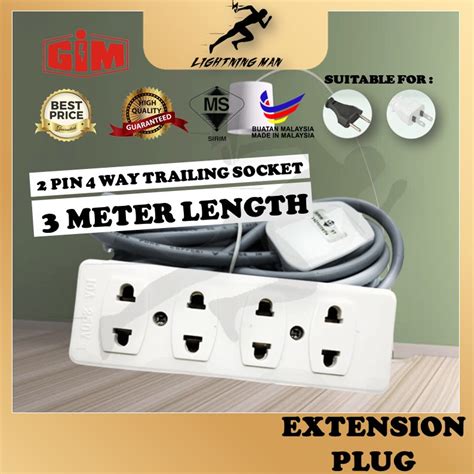 GIM Multi 2 Pin Plug Trailing Socket 4 Way 2 Pin Extension Socket With 2Pin Europe With 1Meter