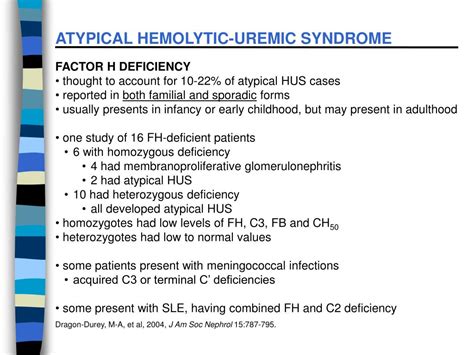 Ppt Atypical Hemolytic Uremic Syndrome And Complement Deficiencies