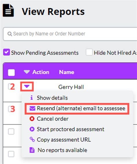 caliper resending an assessment link talogy support