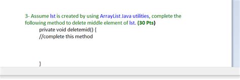 Solved 3 Assume Ist Is Created By Using Arraylist Java