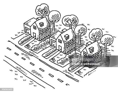 Suburban Neighborhood Drawing High Res Illustrations Getty Images