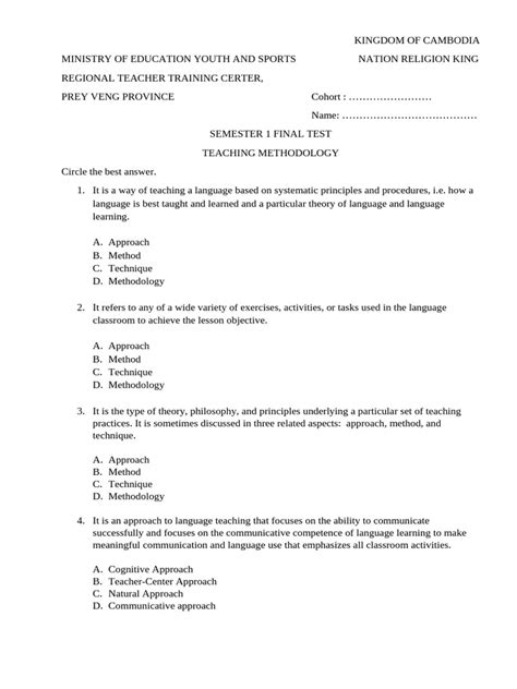 Ict English Semester 1 Final Test 40 Pdf Reading Comprehension