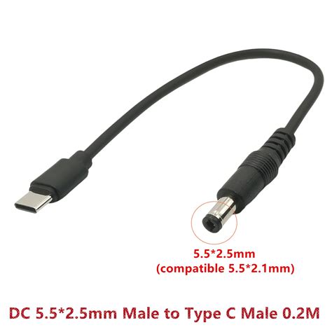 C타입 전원 어댑터 Usb 수 Dc 암 커넥터 충전 배럴 잭 전원 어댑터 Usb C 5v 커넥터 22awg 55x21mm