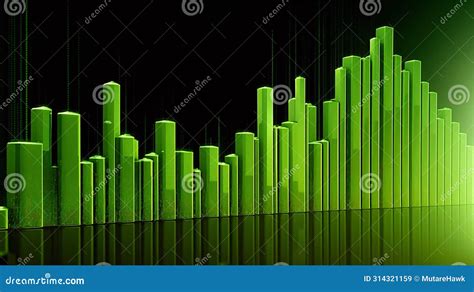 3d Rendering Of A Green Background With A Bar Graph In It Stock