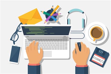 Premium Vector Developer Web Concept Programmer Write Code For Laptop Software Coding