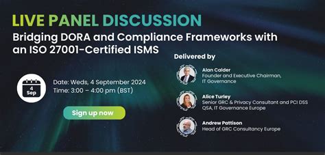 It Governance Europe Ltd On Linkedin Cybersecurity Iso27001 Compliance Dora Webinar