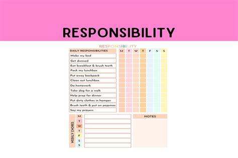 Responsibility Chart Printable Gráfico Por Bonadesigns · Creative Fabrica